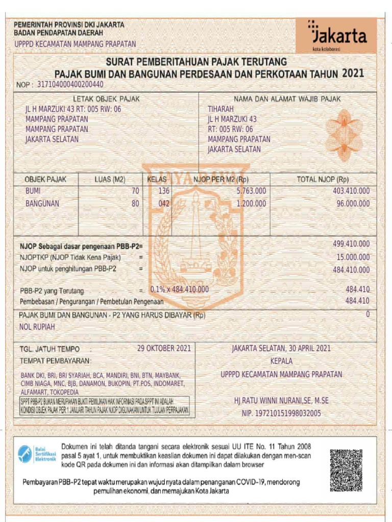 Riwayat Pembayaran PBB | PDF