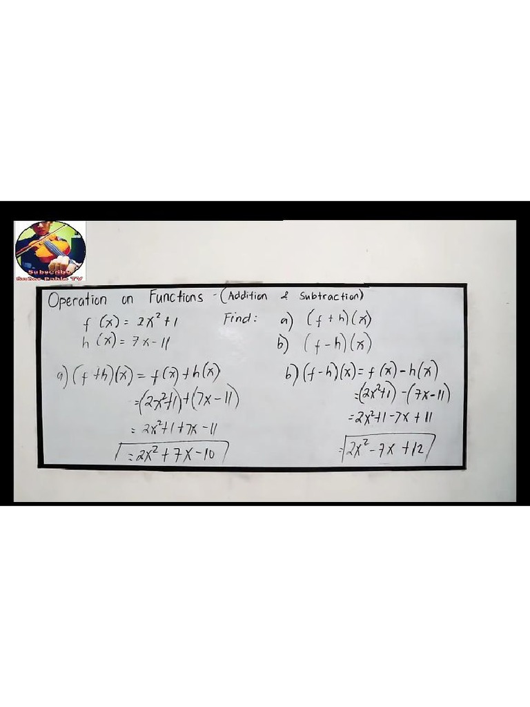 Math 11 Operation In Function PDF