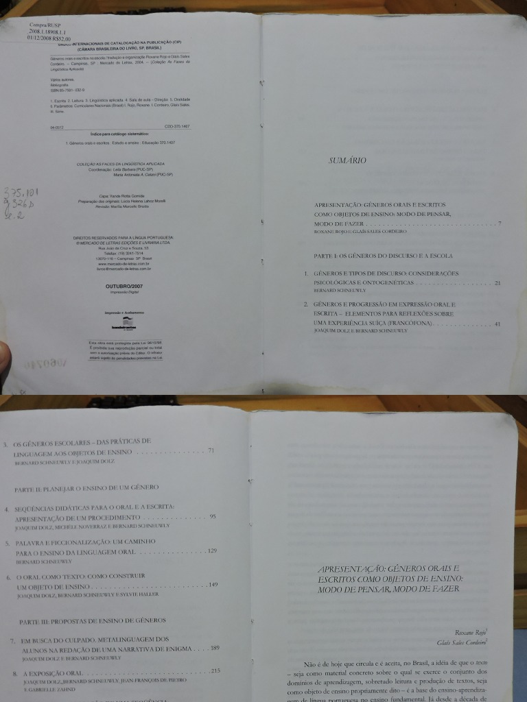 Gêneros Orais e Escritos Na Escola - Rojo & Cordeiro | PDF