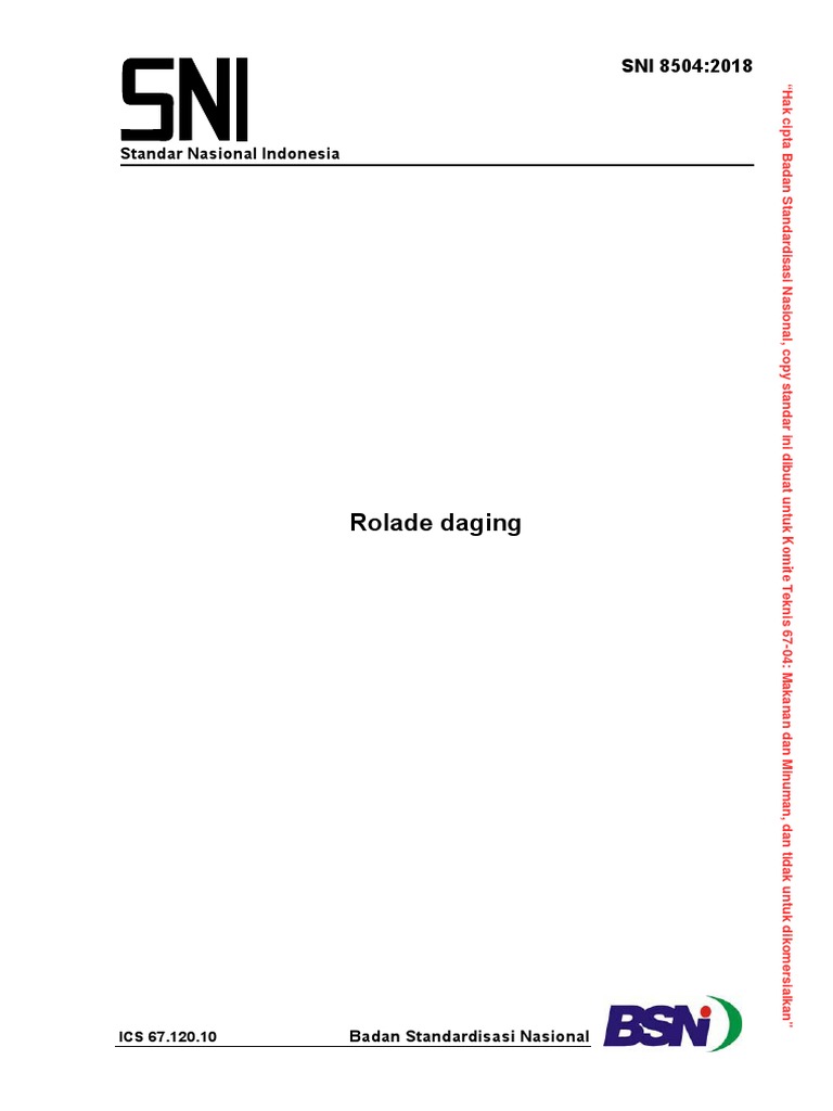 SNI 8504-2018 Rolade Daging | PDF