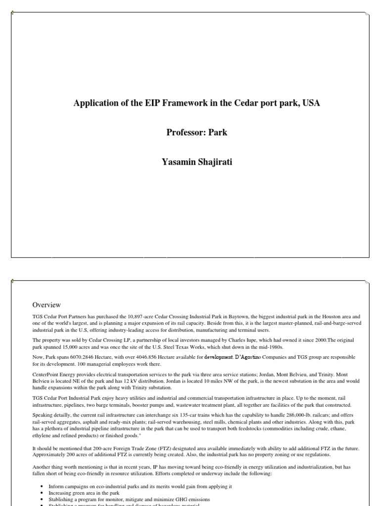 Cedar Port Park EIP Framework Analysis | PDF | Waste | Recycling