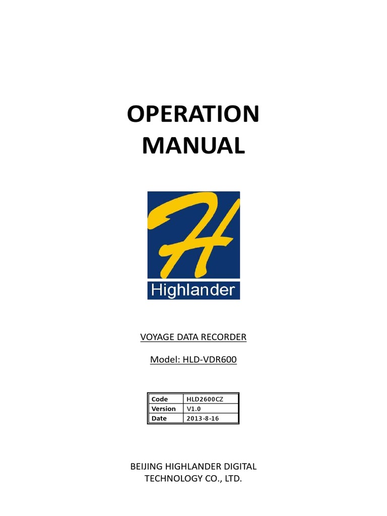 HLD-VDR600 Operation Manual | PDF