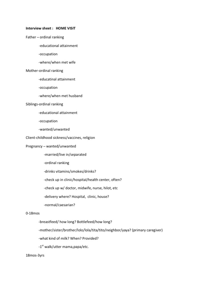 Interview Sheet | PDF