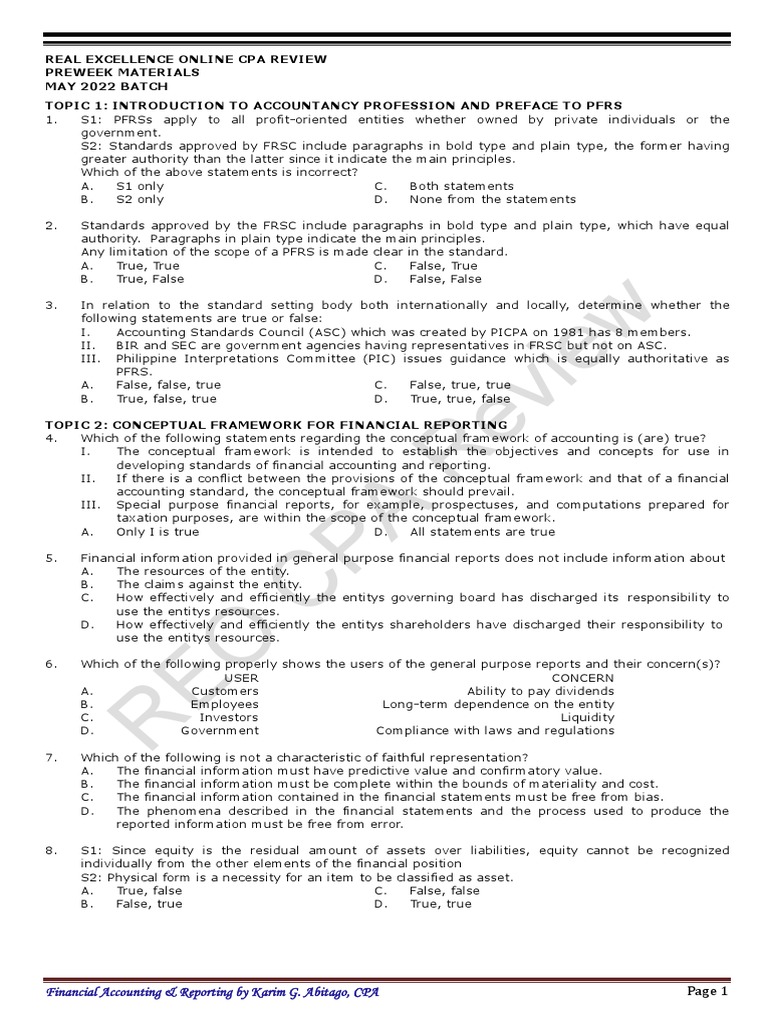 FAR Preweek Materials May 2022 Batch | PDF | Intangible Asset | Loans