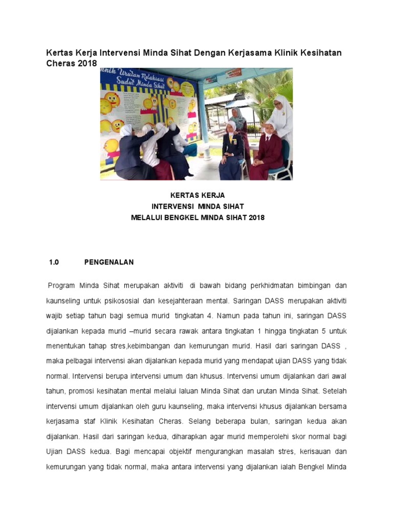 Kertas Kerja Intervensi Minda Sihat Dengan Kerjasama Klinik | PDF