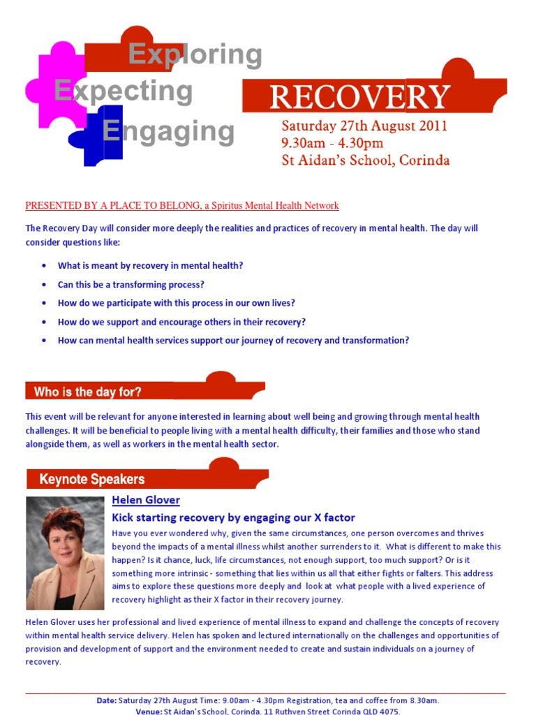 2011 Recovery Day Brochure | PDF | Recovery Approach | Mental Health