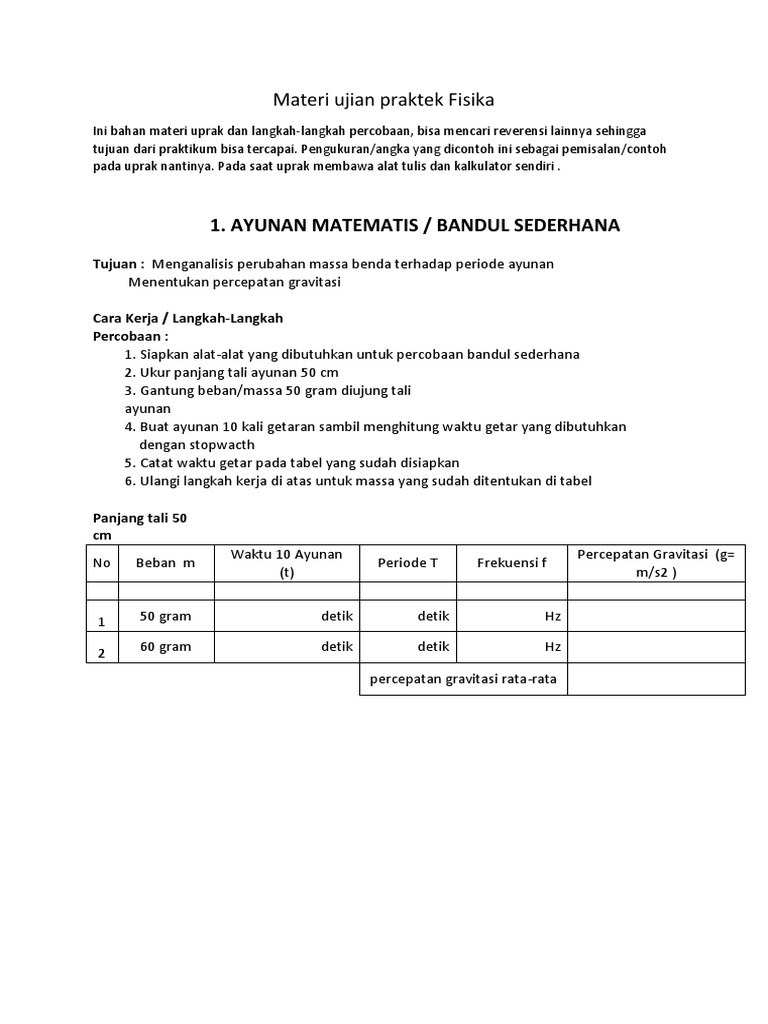 Materi Ujian Praktek Fisika | PDF