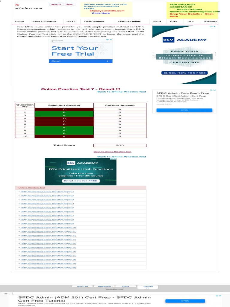 Free DHA Exam Online Practice Test With Solutions | PDF | Pharmacy ...