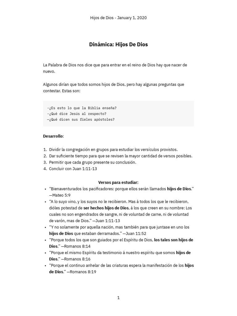 Estudio Bíblico: Hijos de Dios | PDF | Creencia religiosa y doctrina