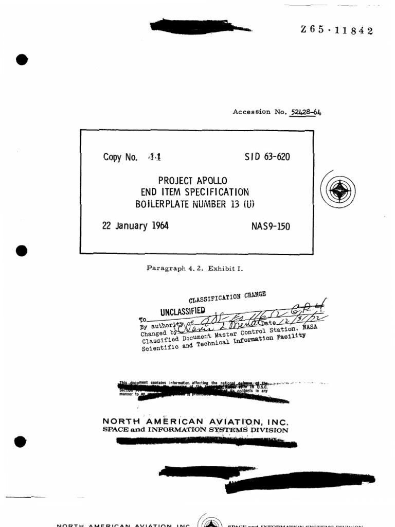 Project Apollo End Item Specification Boilerplate Number 13 | PDF ...