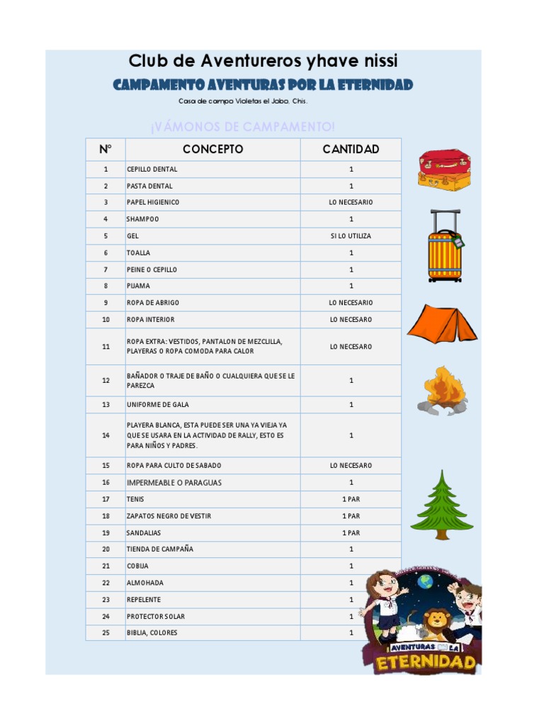 Lista de Campamento | PDF