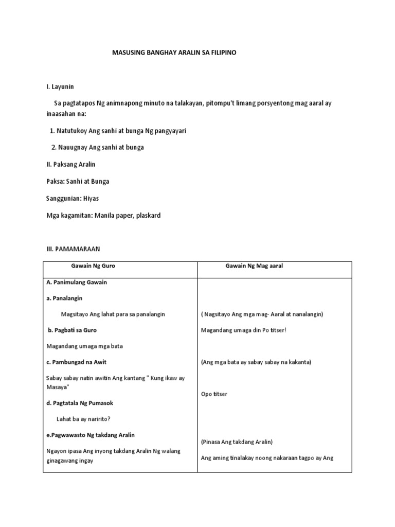 Filipino Lessonplan | PDF