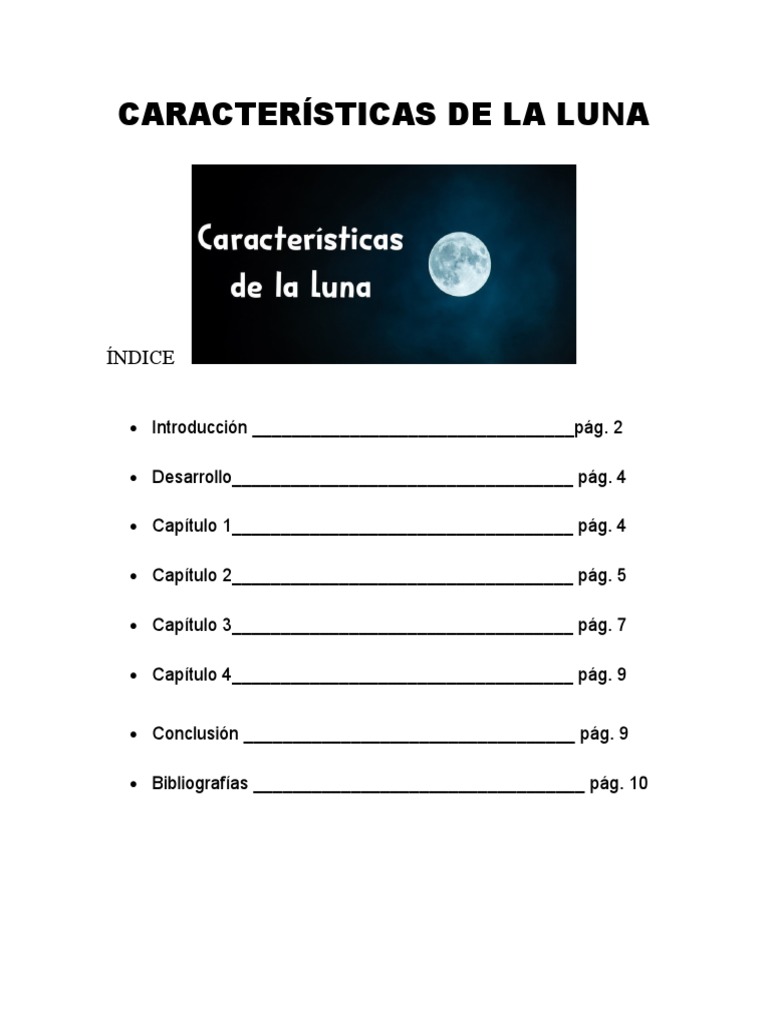 Características de La Luna Act. 2 | PDF | Luna | Tierra