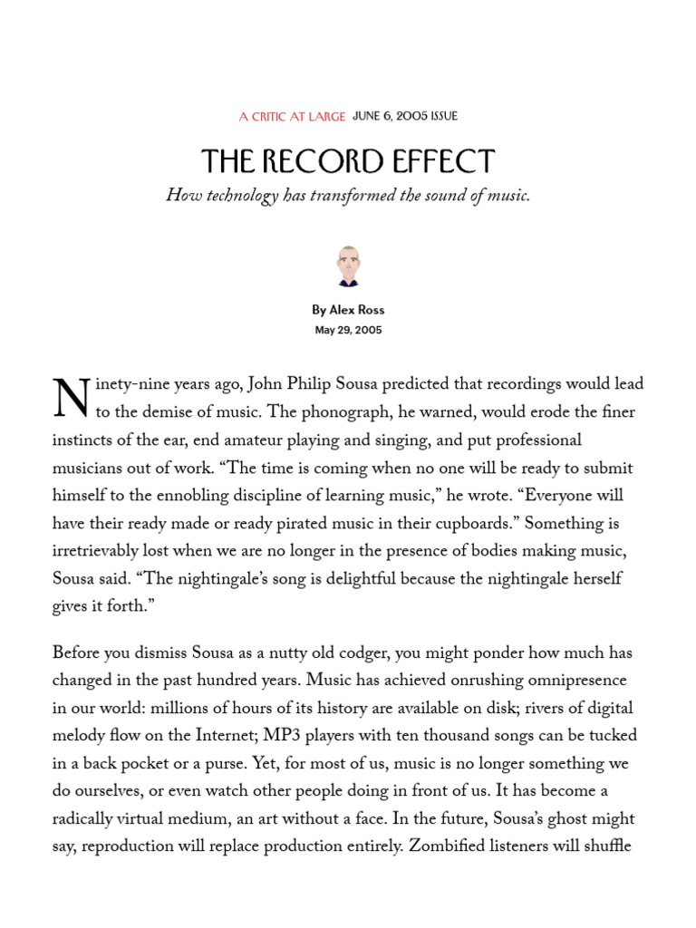 The Record Effect: How Technology Has Transformed the Sound of Music ...
