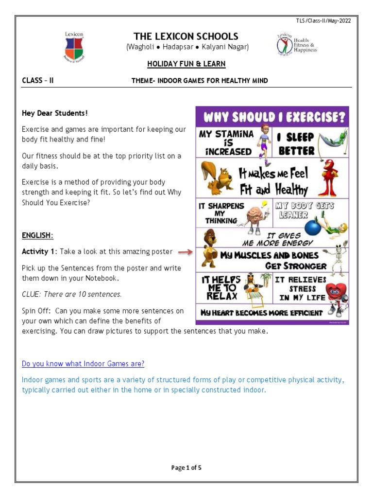 02 TLS - Class II - Integrated Holiday Homework - May 2022 | PDF