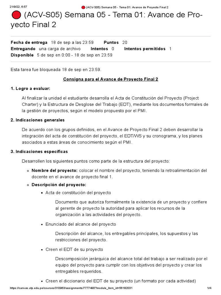 ? (ACV-S05) Semana 05 - Tema 01 - Avance de Proyecto Final 2 | PDF