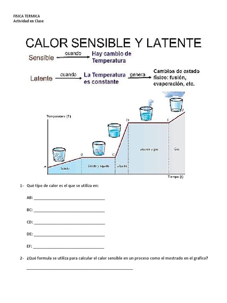 Calor Sensible y Latente: Fórmulas y Ejercicios | PDF