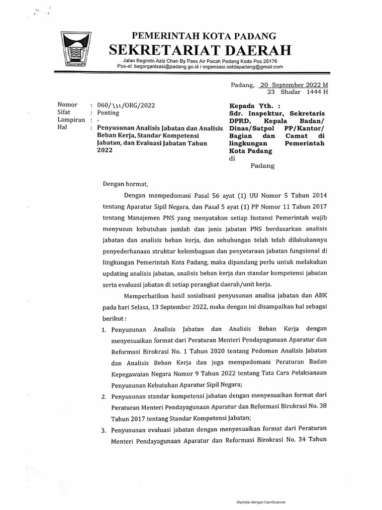 Penyusunan Anjab, ABK, SKJ, Dan Evjab | PDF