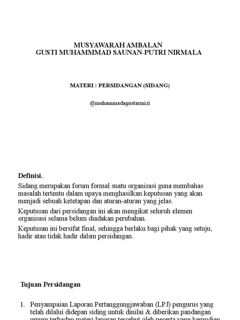 Materi Sidang Ambalan | PDF