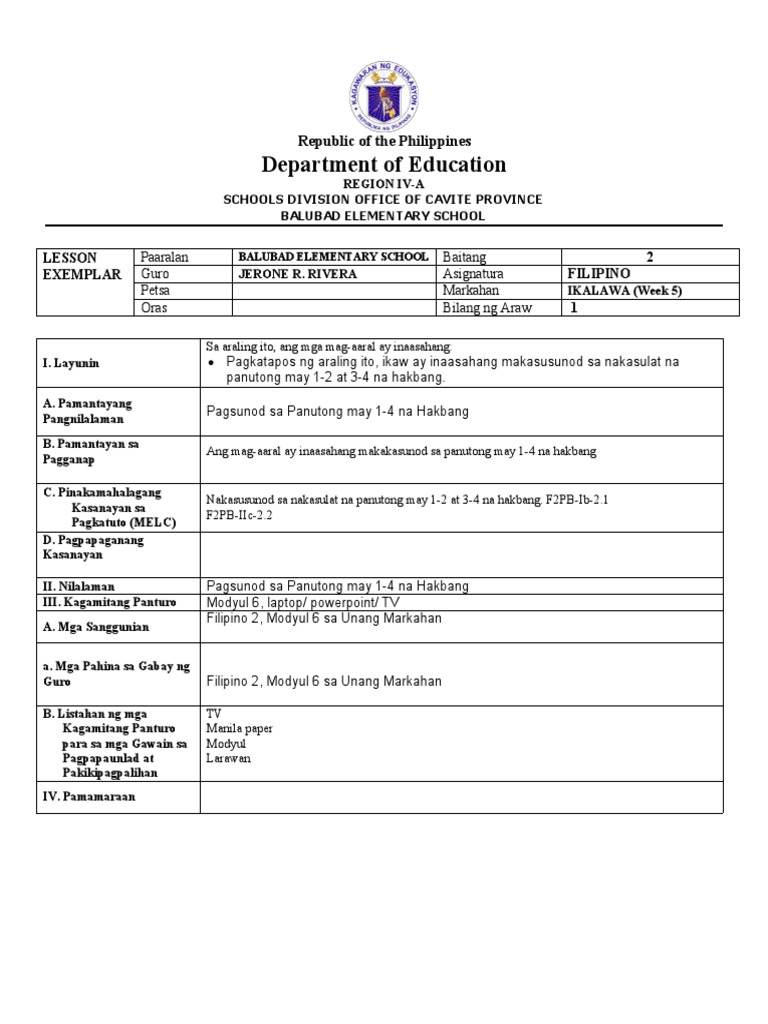 Week 5-FILIPINO-Lesson-Exemplar | PDF