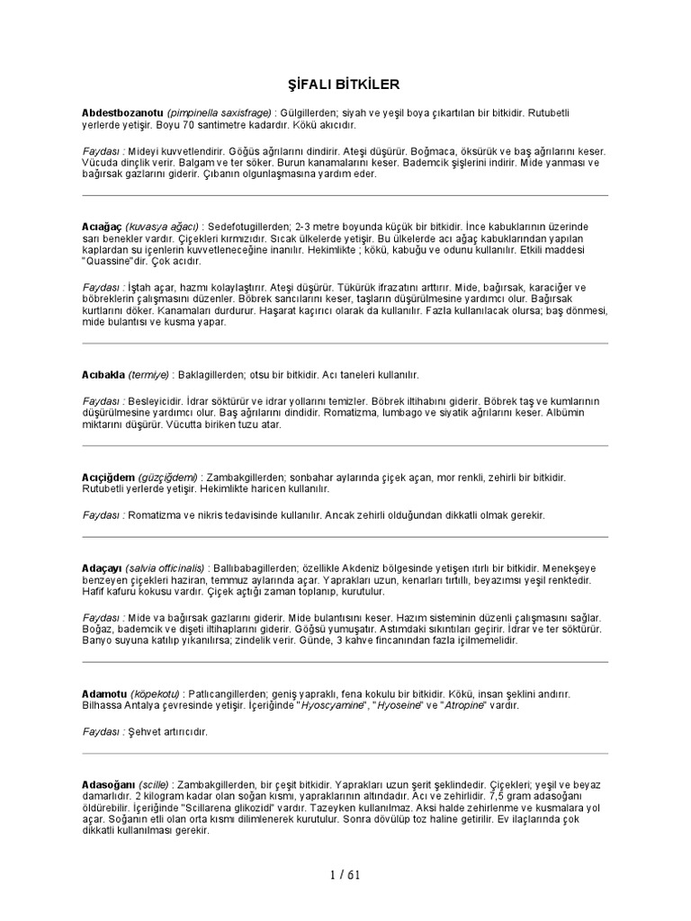 Şifalı Bitkiler | PDF