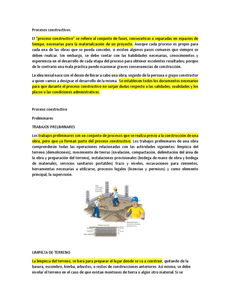 Guía Completa de Procesos Constructivos | PDF | Fundación (Ingeniería) | Fundación profunda