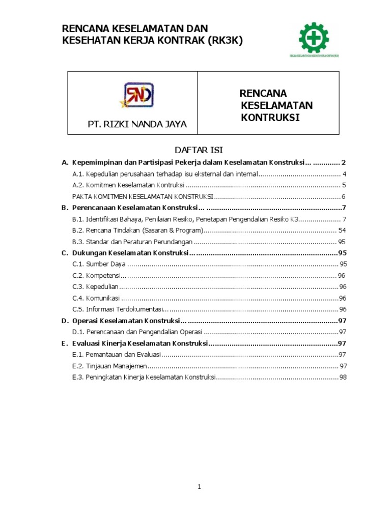 Rencana Keselamatan Konstruksi | PDF