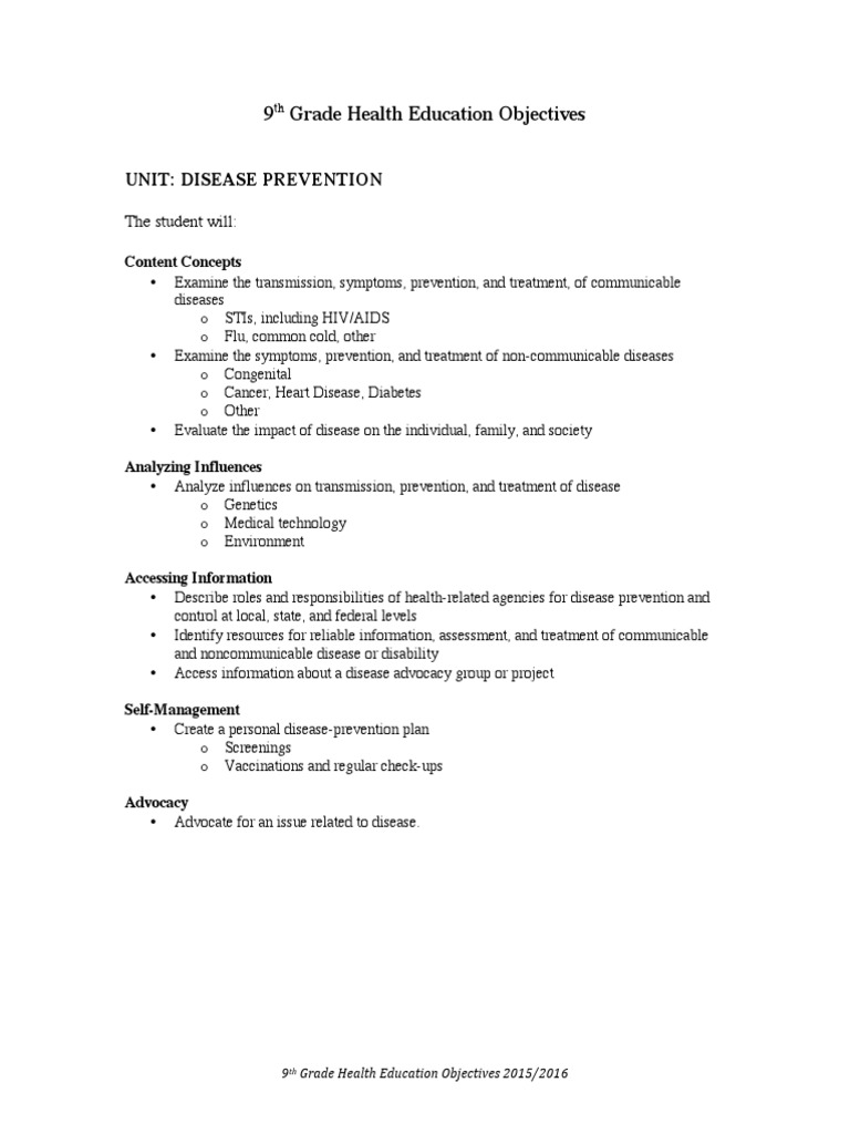 Curriculum Health Hs Disease | PDF