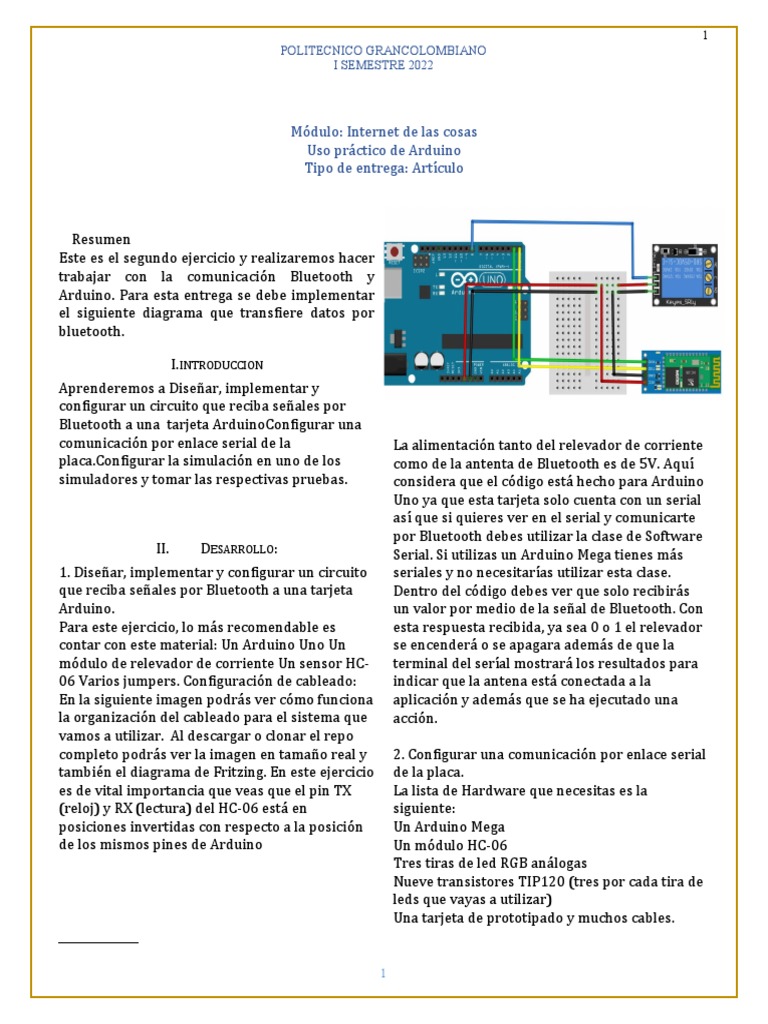 Semana 5 Documentos-Ieee-Es | PDF | Arduino | Bluetooth
