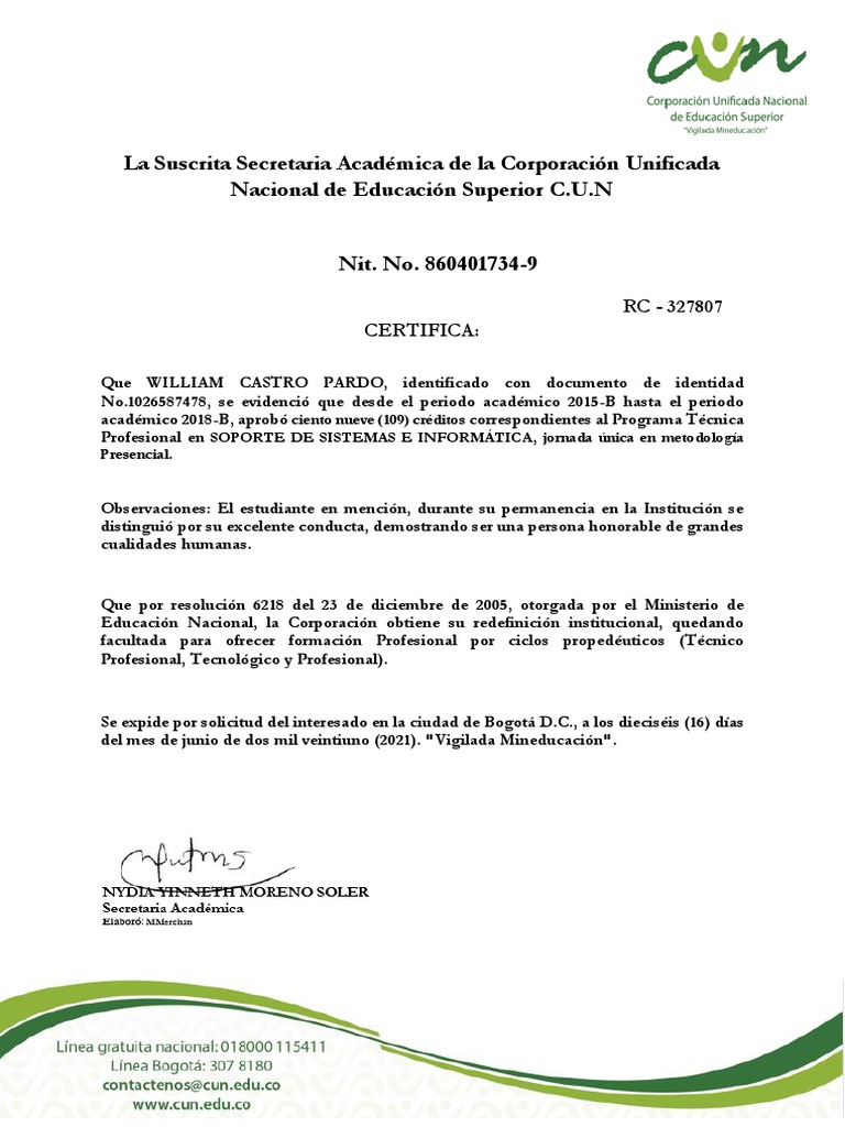 Certificado Buena Conducta | PDF