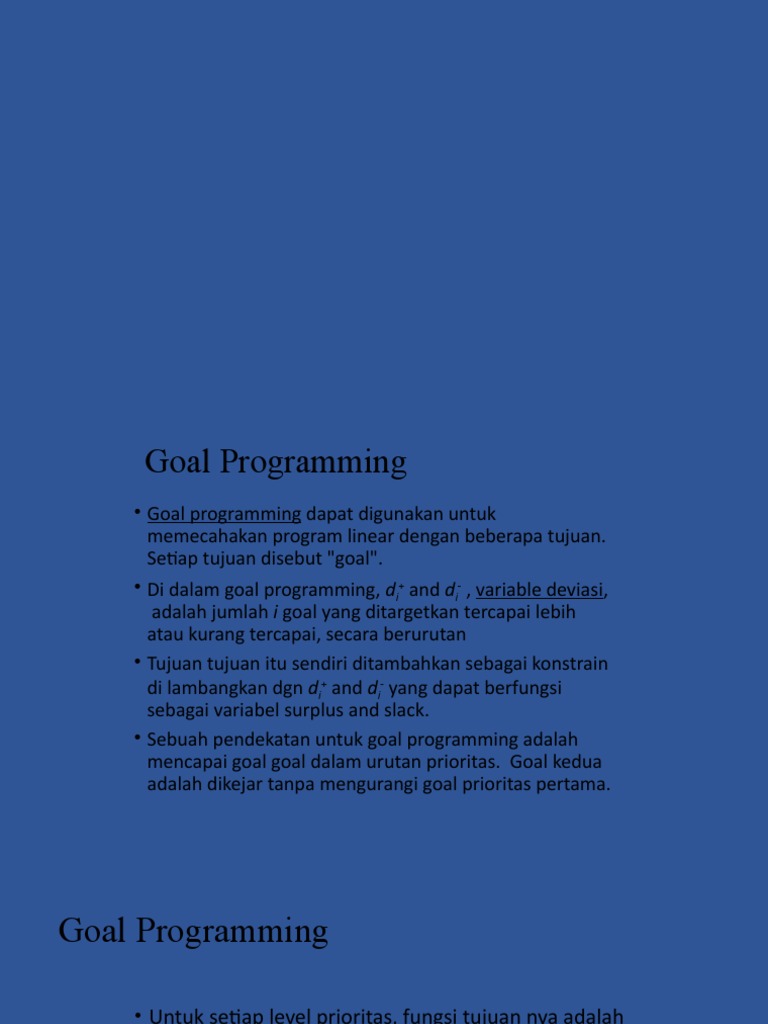 OPTIMASI GOAL PROGRAMMING | PDF