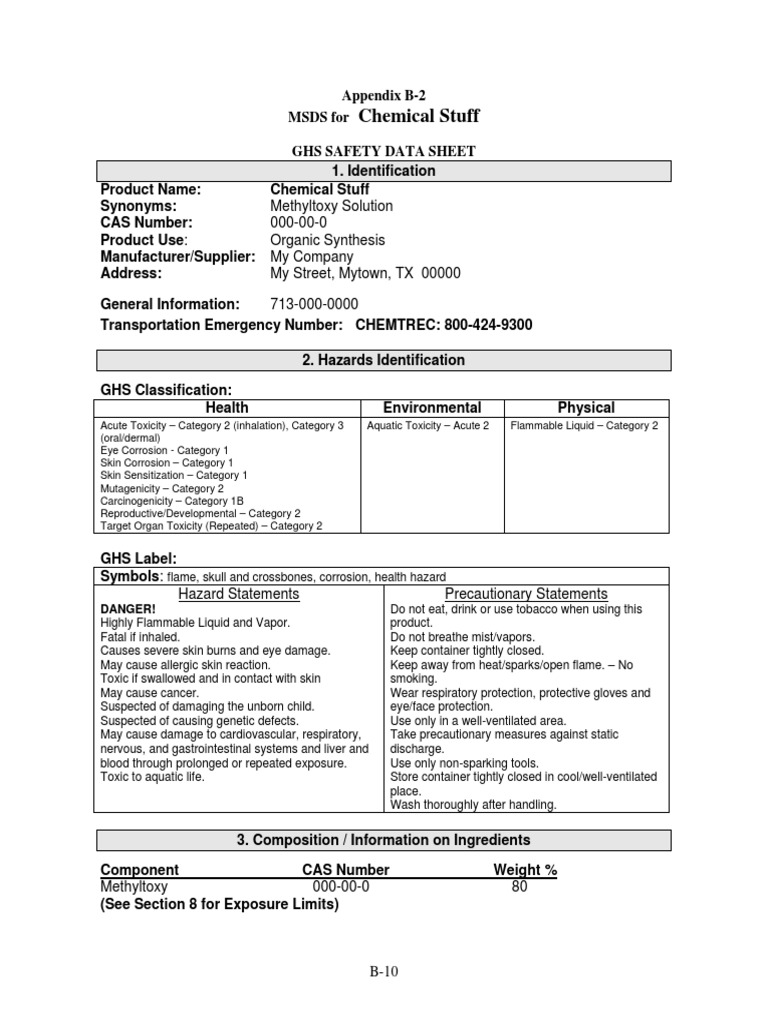 1.2 Sample SDS | PDF | Toxicity | Combustion