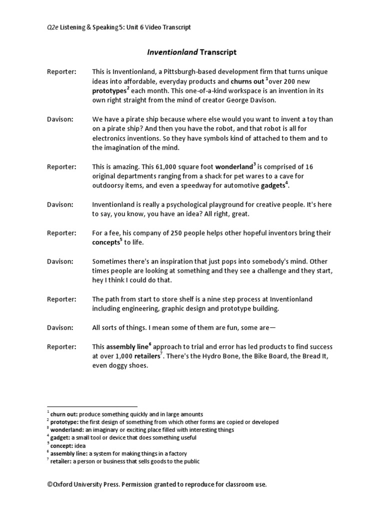 Q2e LS5 U06 VideoTranscript | PDF | Invention