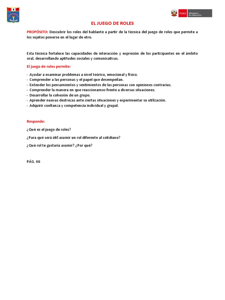 Beneficios del Juego de Roles | PDF