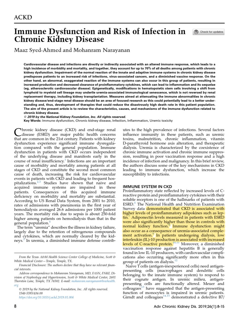 Immune Dysfunction and Risk of Infection in CKD - 2019 | PDF | Immune ...