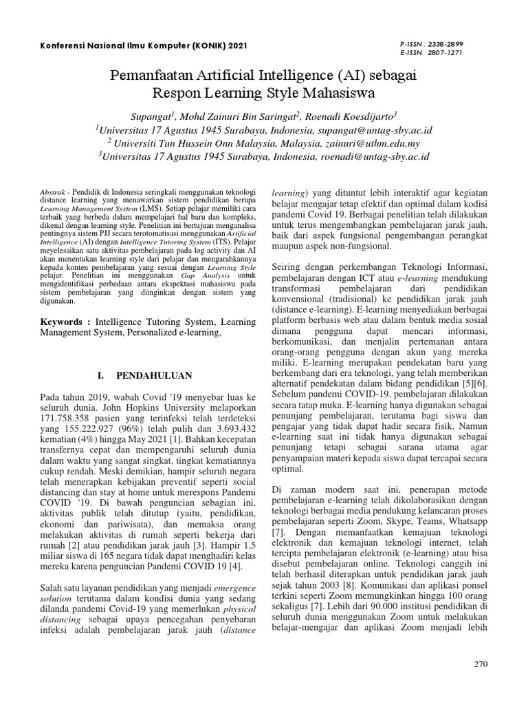 Pemanfaatan Artificial Intelligence (AI) Sebagai | PDF | Ilmu Sosial | Komputer