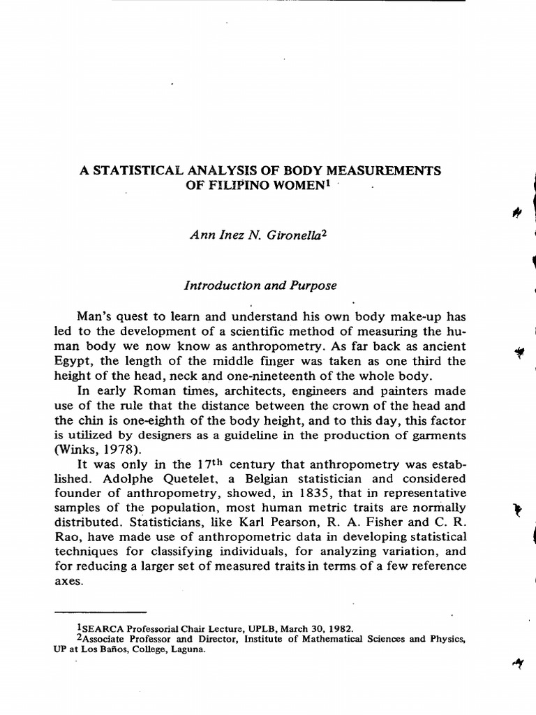 Anthropometric Data of Filipino Women | PDF | Anthropometry ...