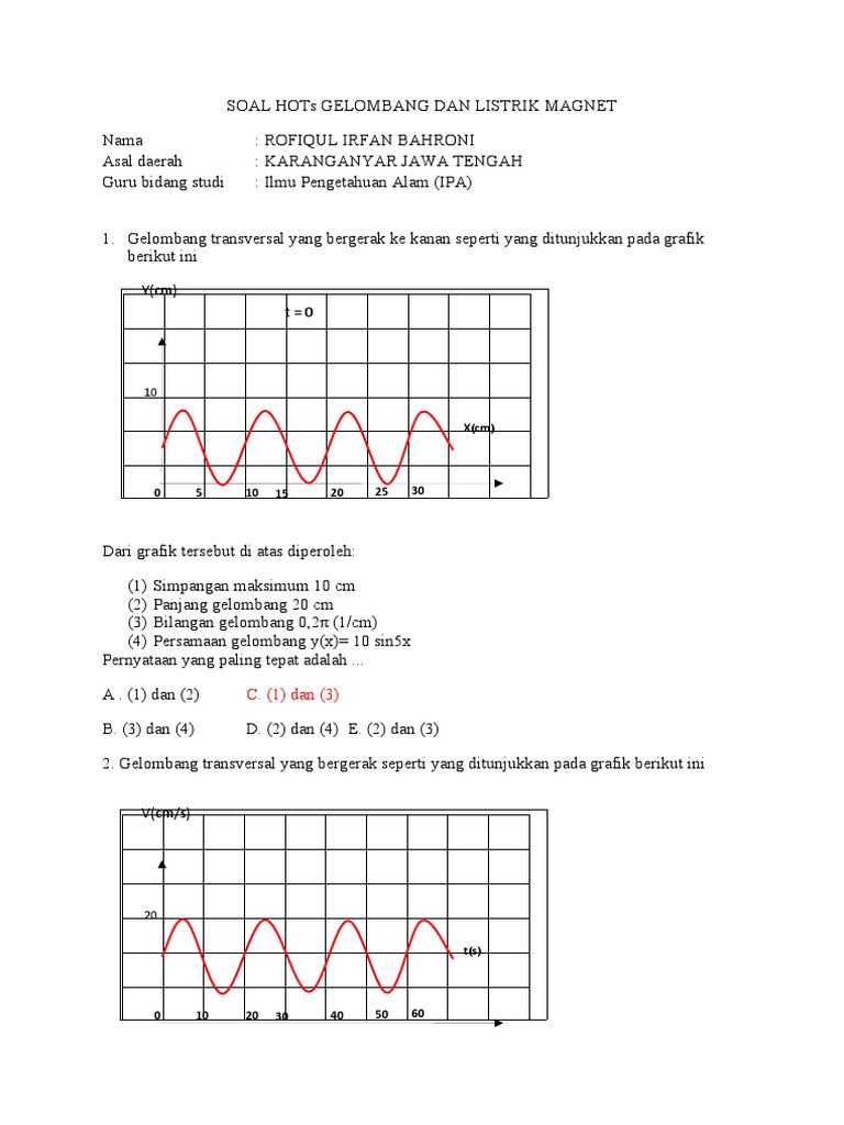 Rofiqul Irfan Bahroni - Jawaban Soal Gelombang Dan Listrik Magnet | PDF ...