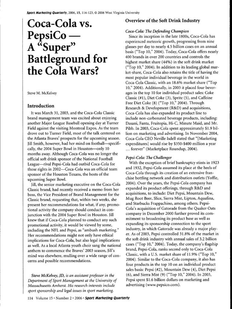 Coca-Cola vs. Pepsico - A "Super'' Battleground For The Cola Wars ...