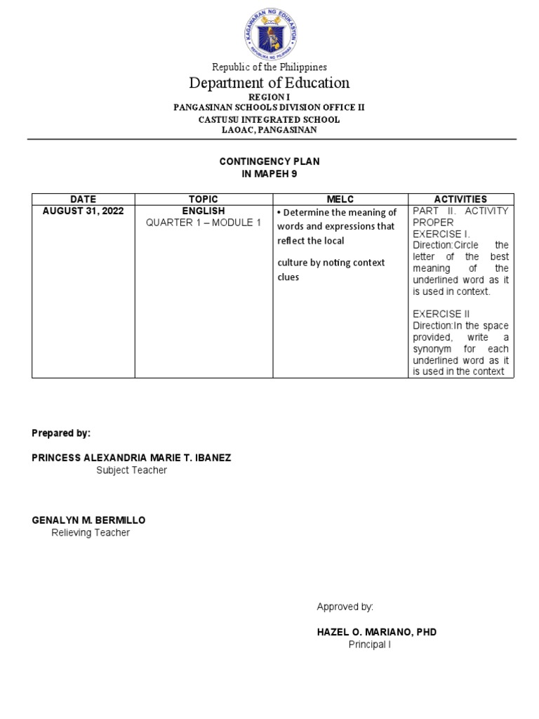 Contingency Plan | PDF