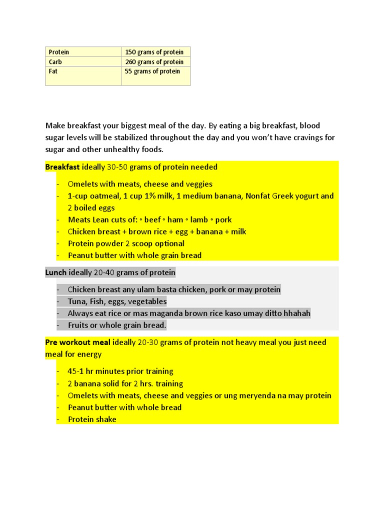 Nutrition Plan | PDF | Meal | Lunch