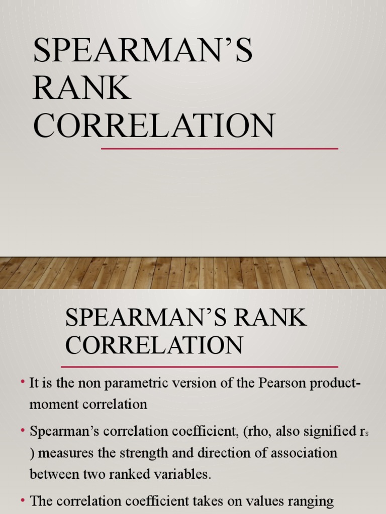 Spearman's Rank Correlation Guide | PDF | Spearman's Rank Correlation ...