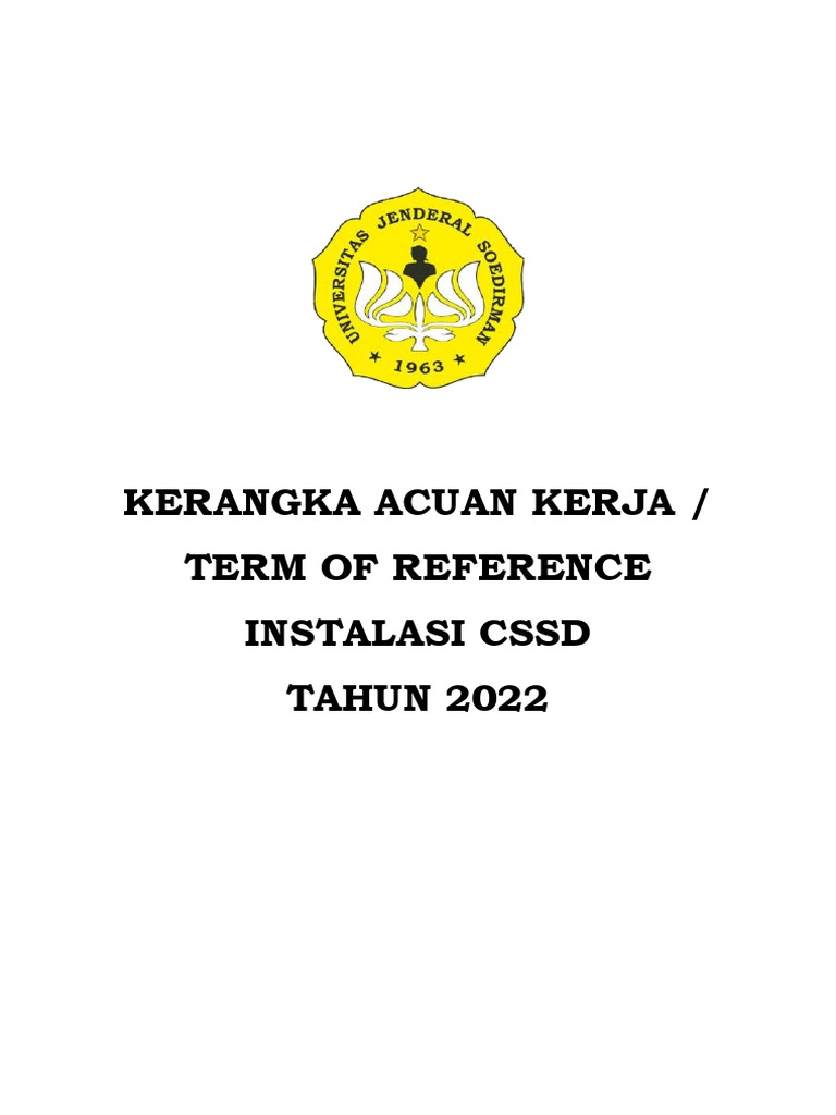 Tor (Kerangka Acuan Kerja) - Pemeliharaan Mesin Alat Sterilisasi CSSD | PDF