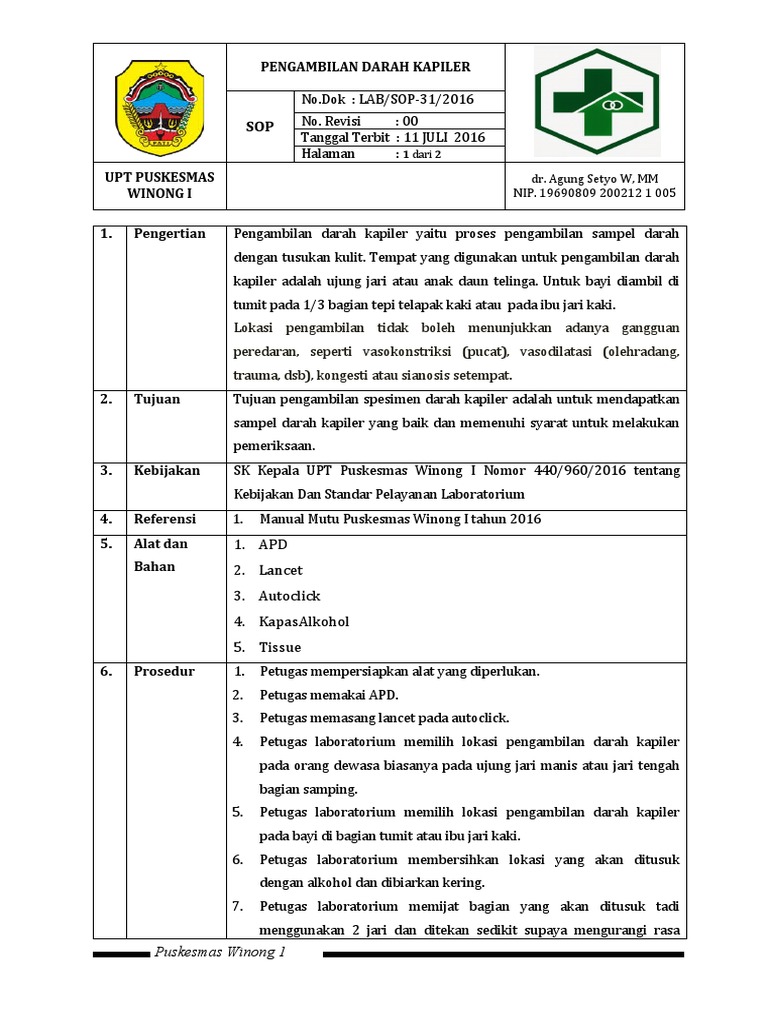 Lokasi Pengambilan Darah Kapiler Bayi | PDF