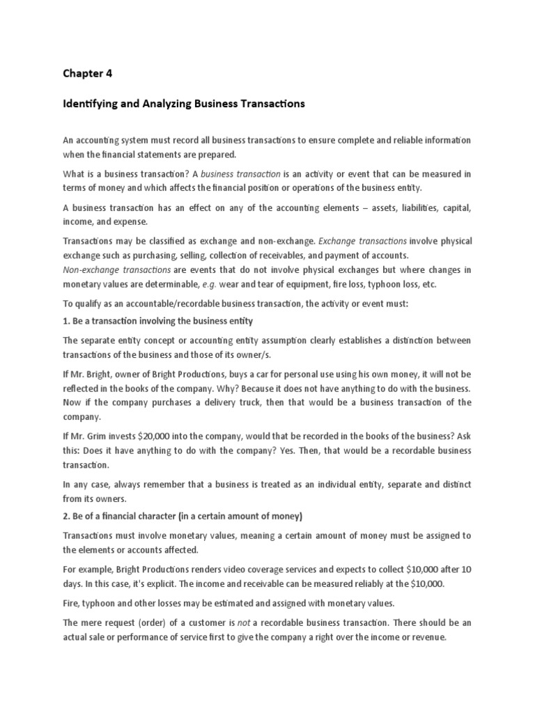 Identifying Business Transactions in Accounting | PDF | Receipt ...