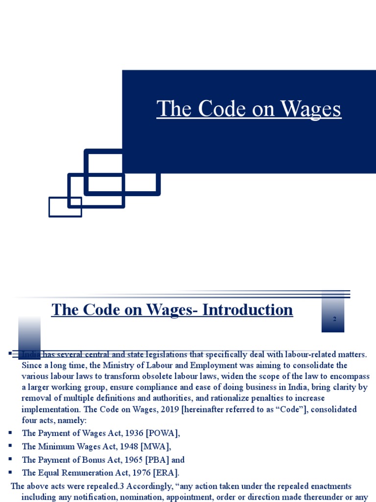 Code on Wages 2019: Key Provisions | PDF | Cost Of Living | Employment
