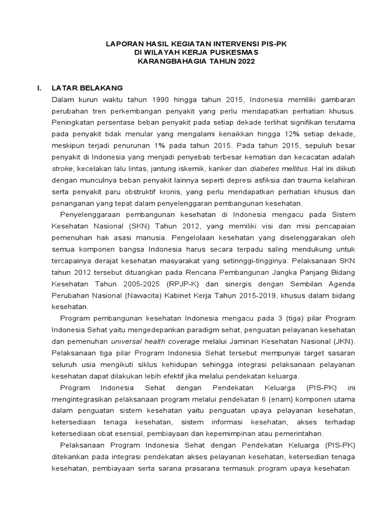 Laporan Hasil Kegiatan Intervensi Pispk | PDF