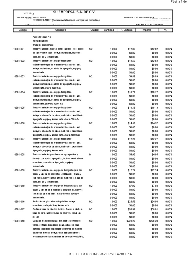 Catalogo de Conceptos | PDF | Ingeniero civil | Materiales naturales