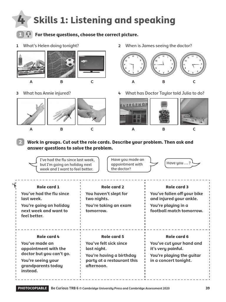 Be Curious 6 - Listening and Speaking Worksheet - Unit 4 | PDF