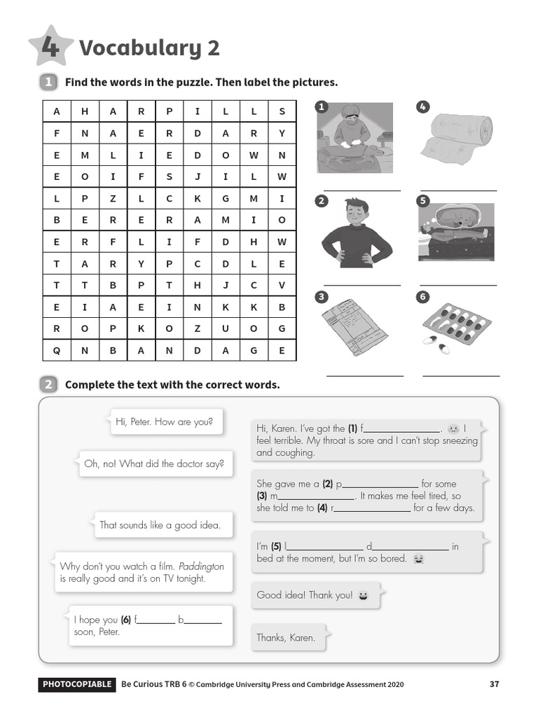 Be Curious 6_Vocabulary Worksheet_Unit 4_2 | PDF